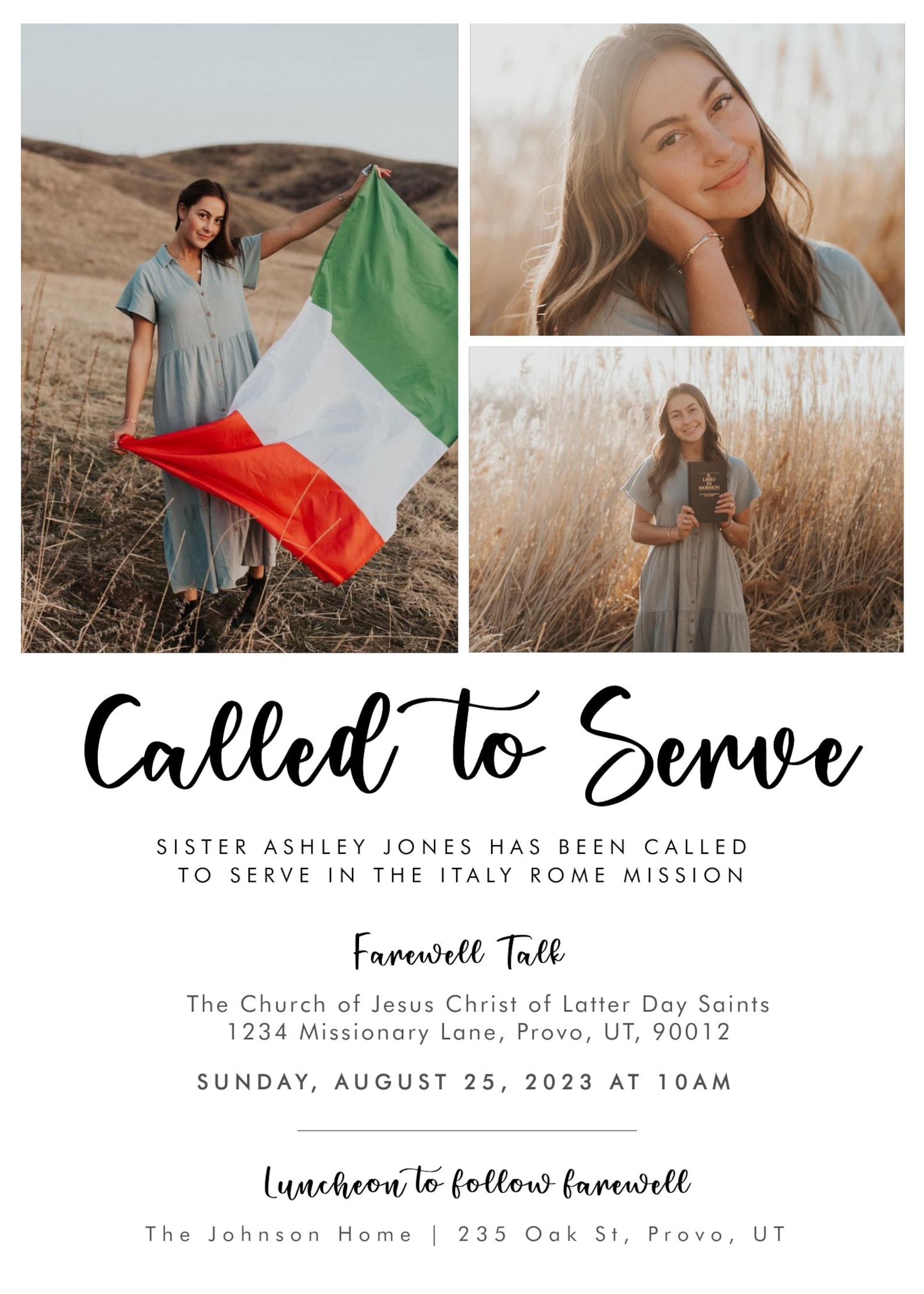 LDS Mission Farewell Invitation | Sister Missionary Announcement ...