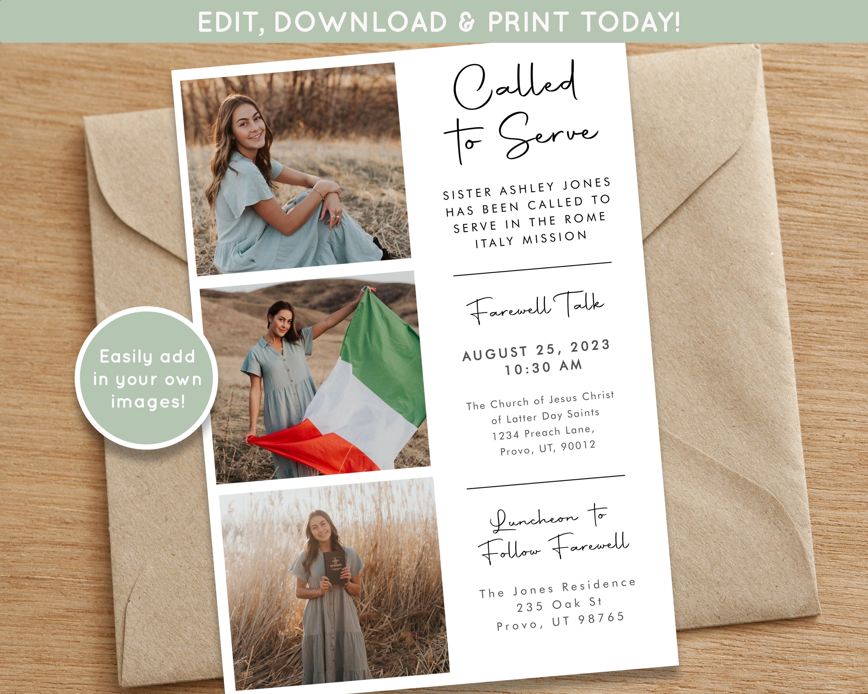 LDS Mission Farewell Invitation | Sister Missionary Announcement ...