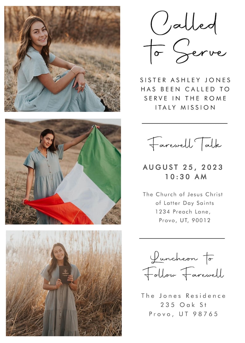 LDS Mission Farewell Invitation Sister Missionary Announcement Editable ...