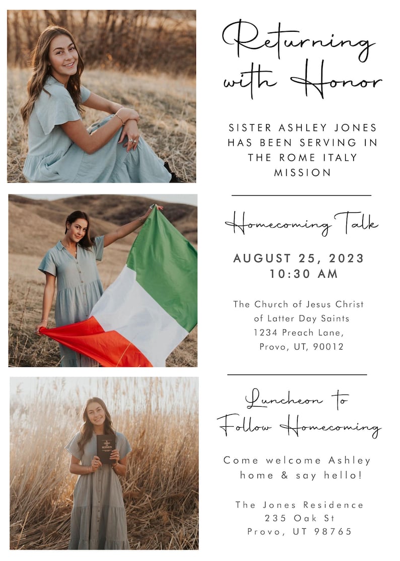 LDS Mission Farewell/homecoming Invitation | Sister Missionary ...