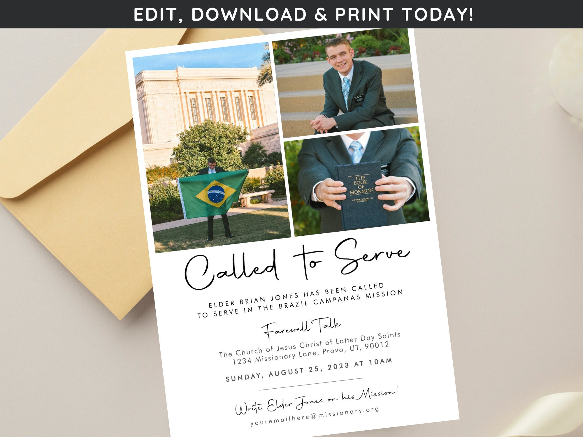 LDS Mission Farewell Invitation | Missionary Announcement | Editable ...