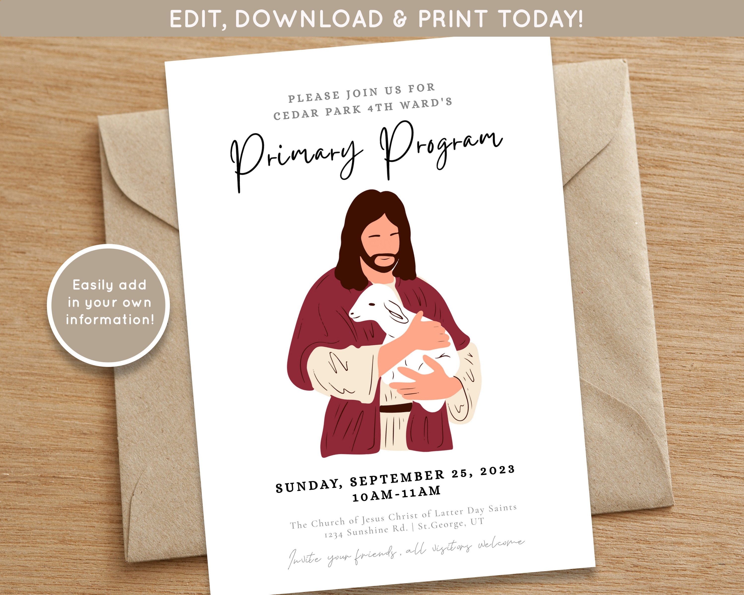 LDS Primary Program Comment Card | Primary Program Template | Primary ...