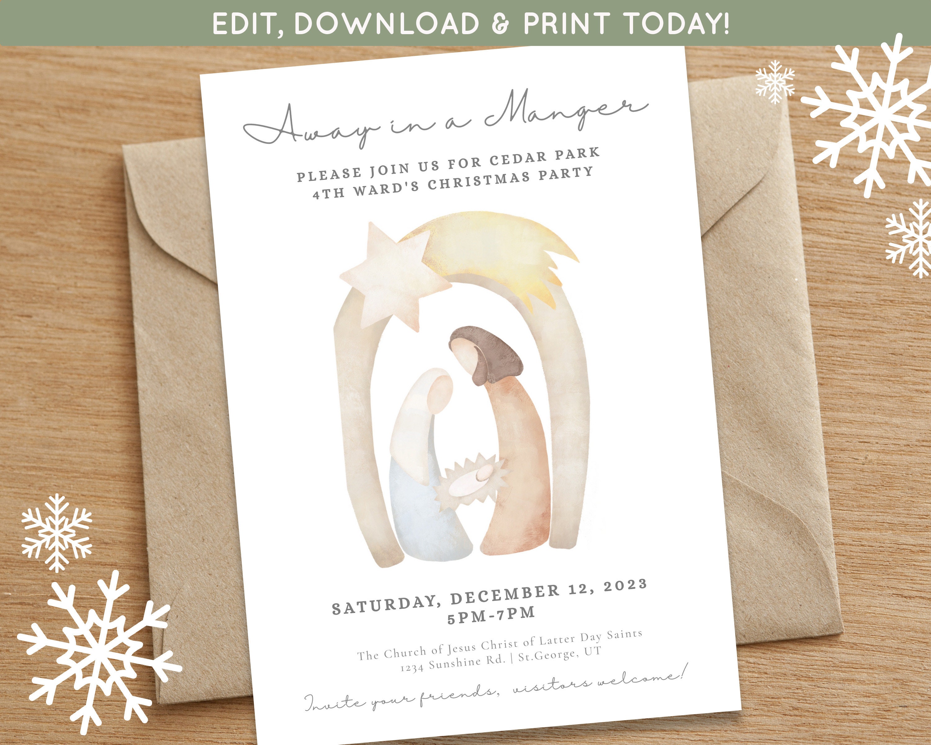 LDS Ward Christmas Party Invitation | Ward Christmas Program Template ...