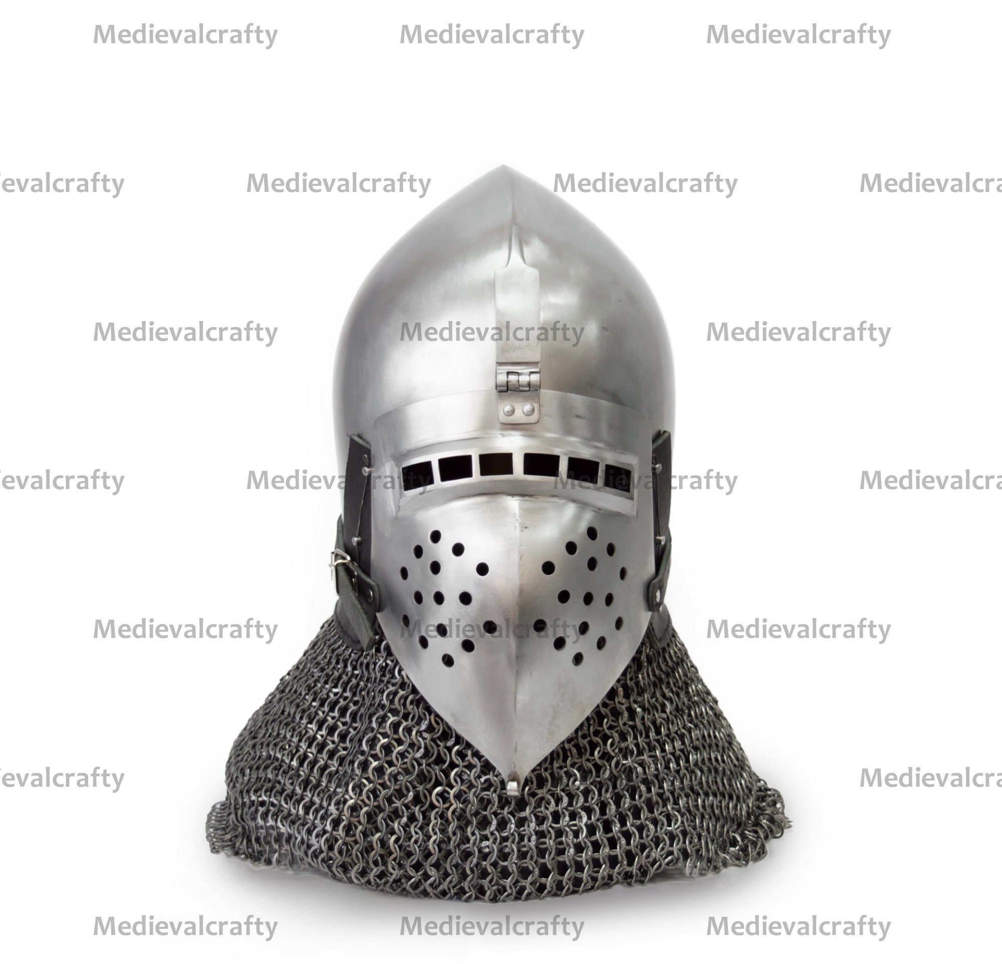 16 Gauge Medieval Bacinet Clap Visor Helmet Medieval Bascinet Visor Armor Helmet ROA Helmet With ...