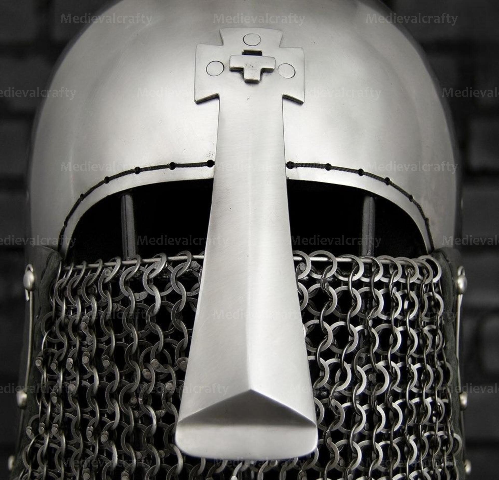 14 Gauge Medieval Nosal Bascinet Helmet Medieval Heavy Grilled Faced Helmet Medieval Nasal ...