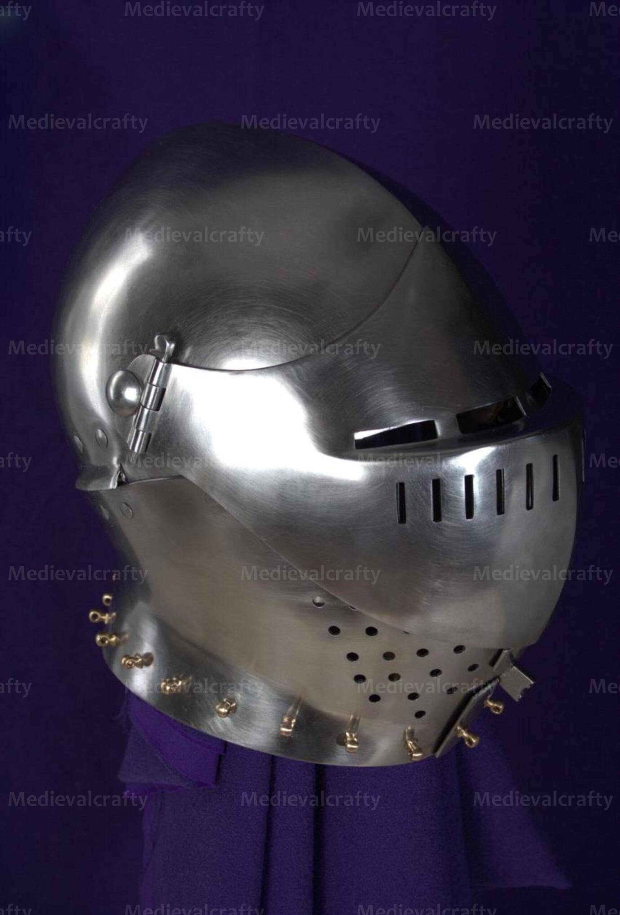 18 Gauge Medieval Bascinet Visor Helmet Medieval Armet Closed Helmet ...