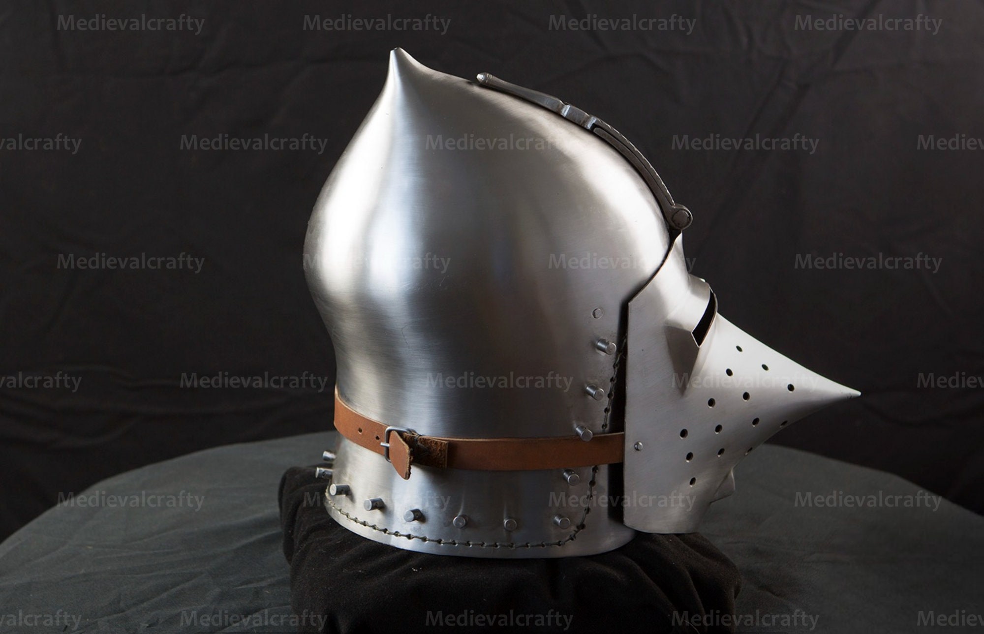 18 Gauge Medieval Onion Top Bascinet Helmet Medieval Klappvisor Helmet ...