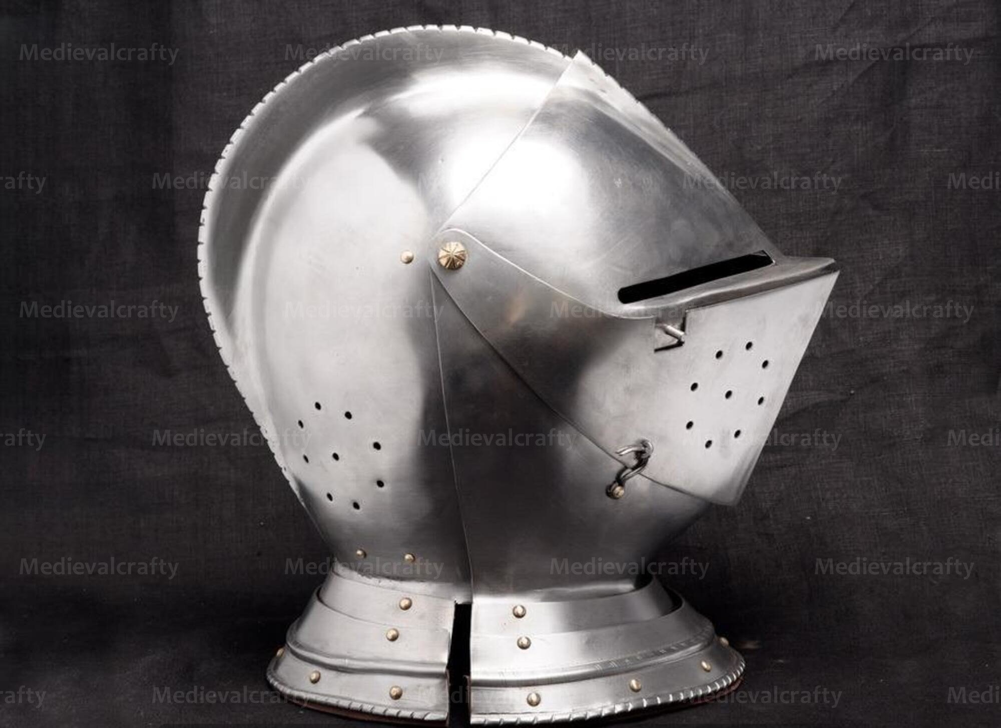 18 Gauge Steel Medieval Armet Closed Helmet Medieval German Helmet ...
