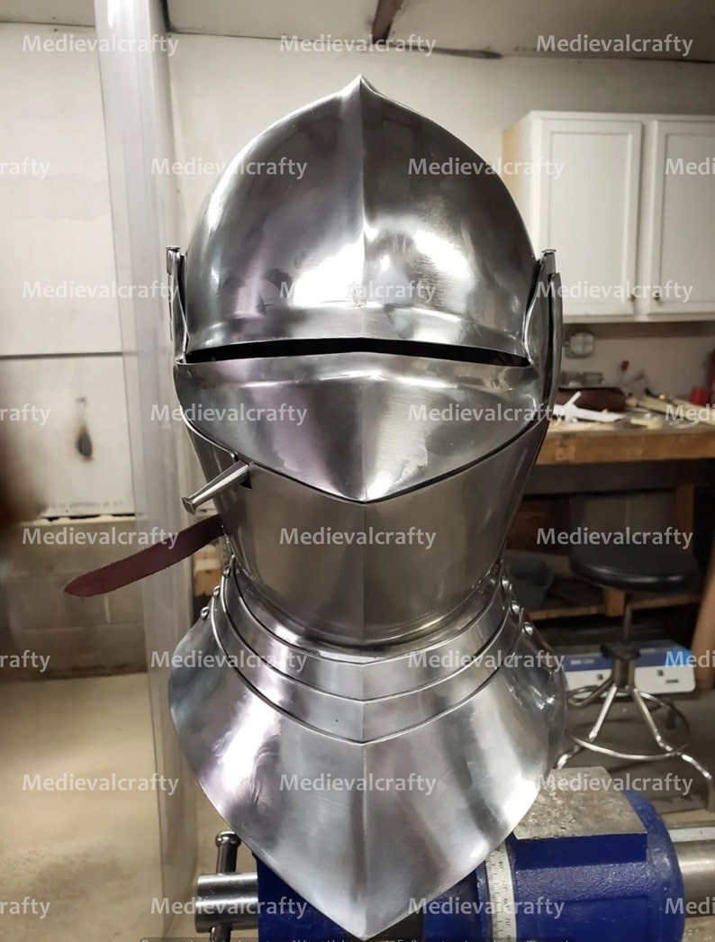18 Gauge Steel Medieval Armet Helmet Medieval German Sallet Helmet With ...