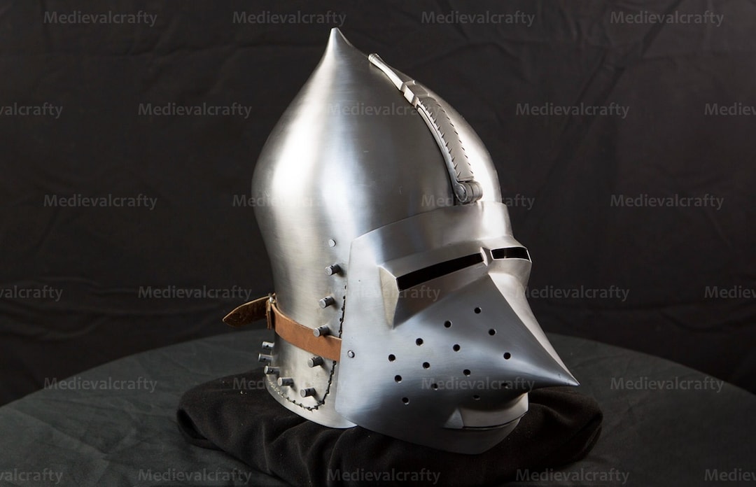 18 Gauge Medieval Onion Top Bascinet Helmet Medieval Klappvisor Helmet ...