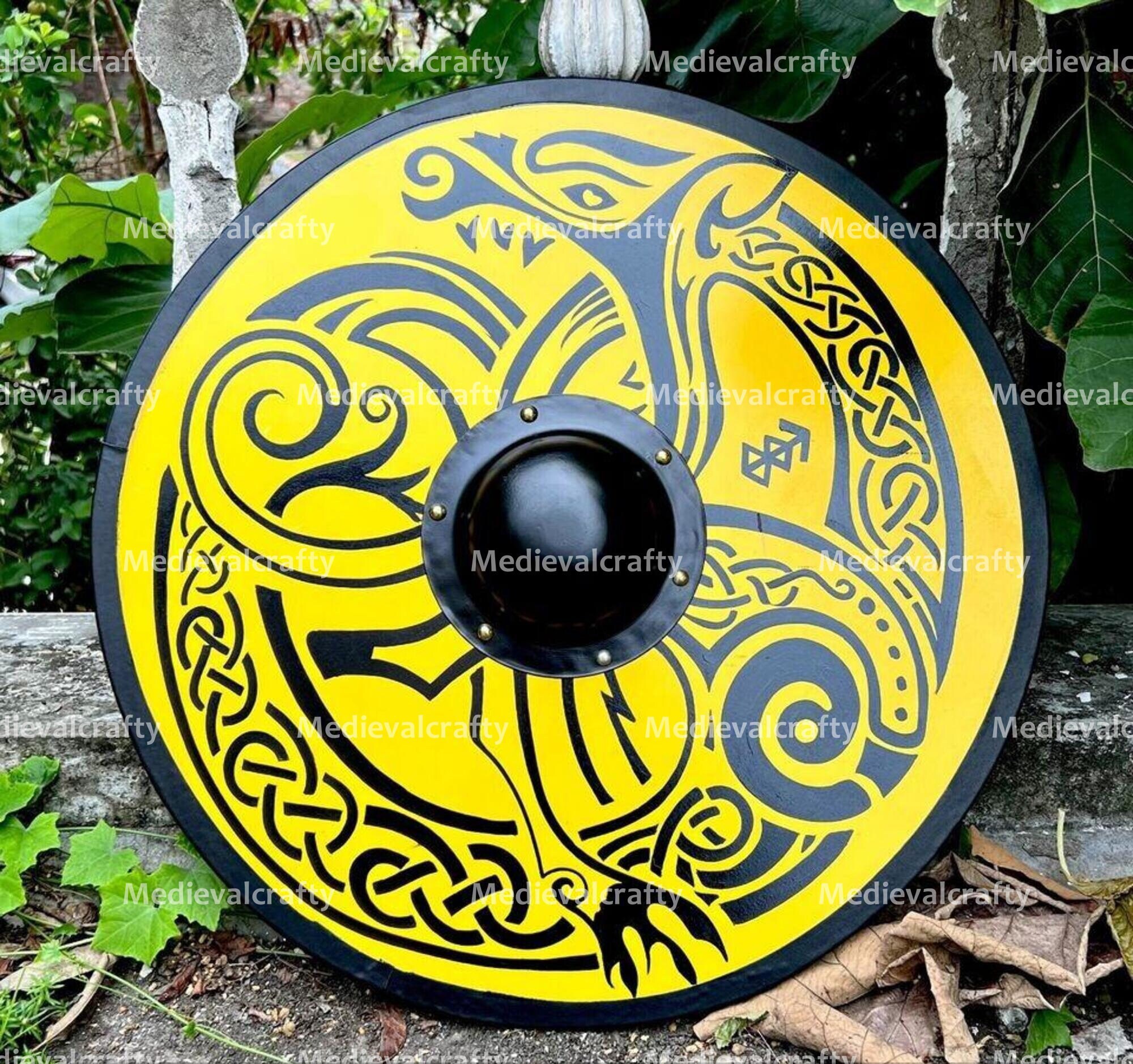 Viking Medieval Dragon Face Wooden Shield Medieval Round - Etsy
