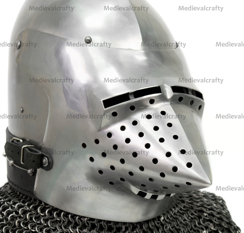 16GA Medieval Bacinet Klappvisor Helmet Medieval Houndskull Bascinet Helmet Medieval Heavy ...