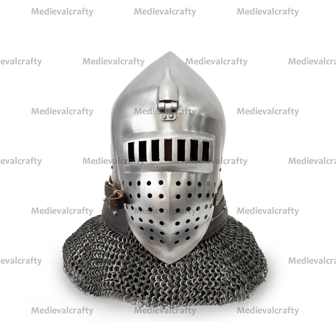 16 Gauge Medieval Bacinet Klappvisor Helmet Medieval Viking Helmet ...