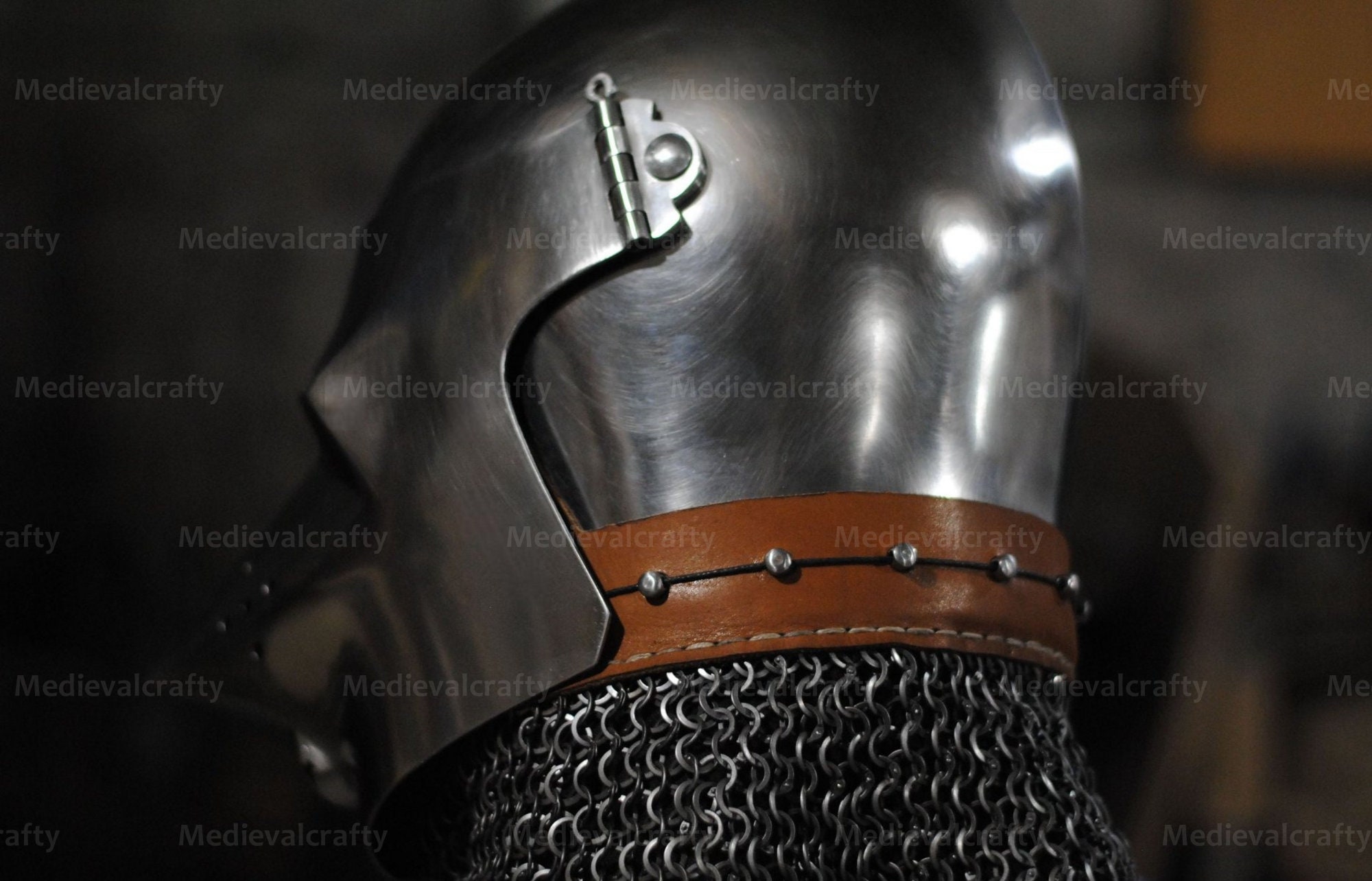 14GA Medieval Bacinet Visor Helmet Medieval Klappvisor Helmet Medieval ...
