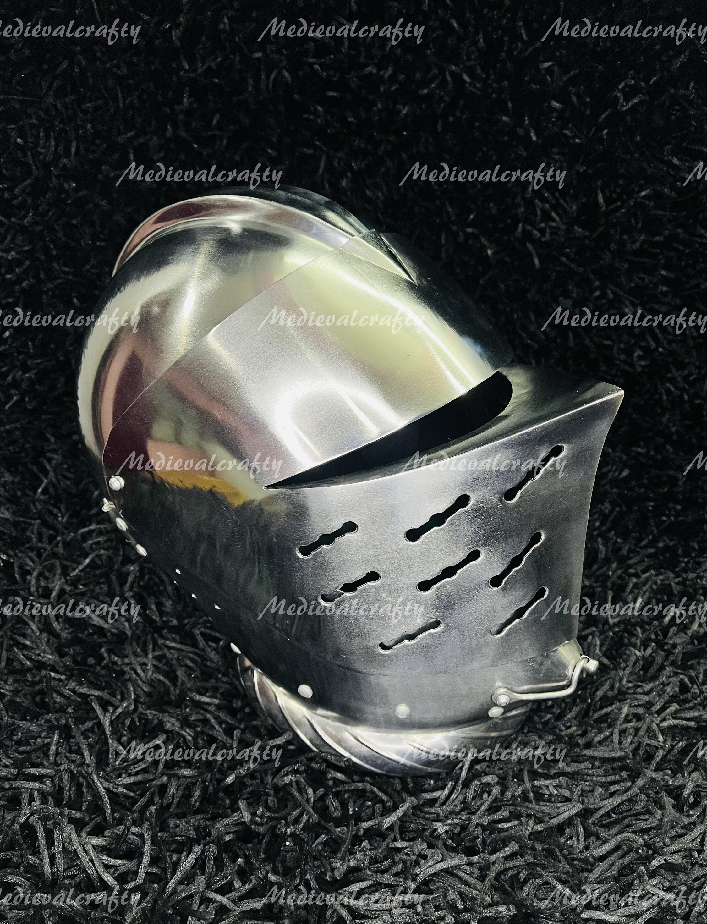 18 Gauge Steel Tudor 16th Century Closed Helmet Medieval Armet Closed ...