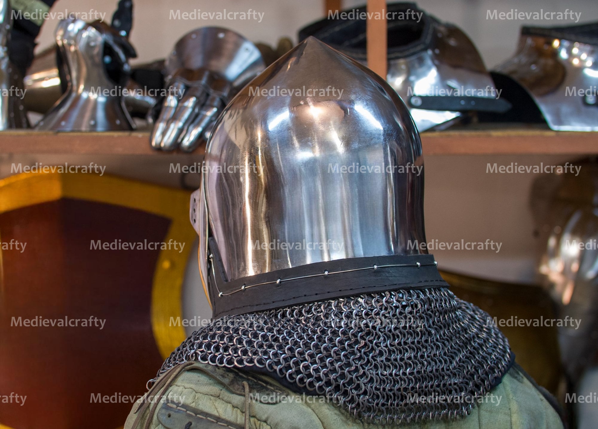 16GA Medieval Bacinet Nuremberg Helmet Medieval Houndskull Bascinet Helmet Extreme Combat Helmet ...