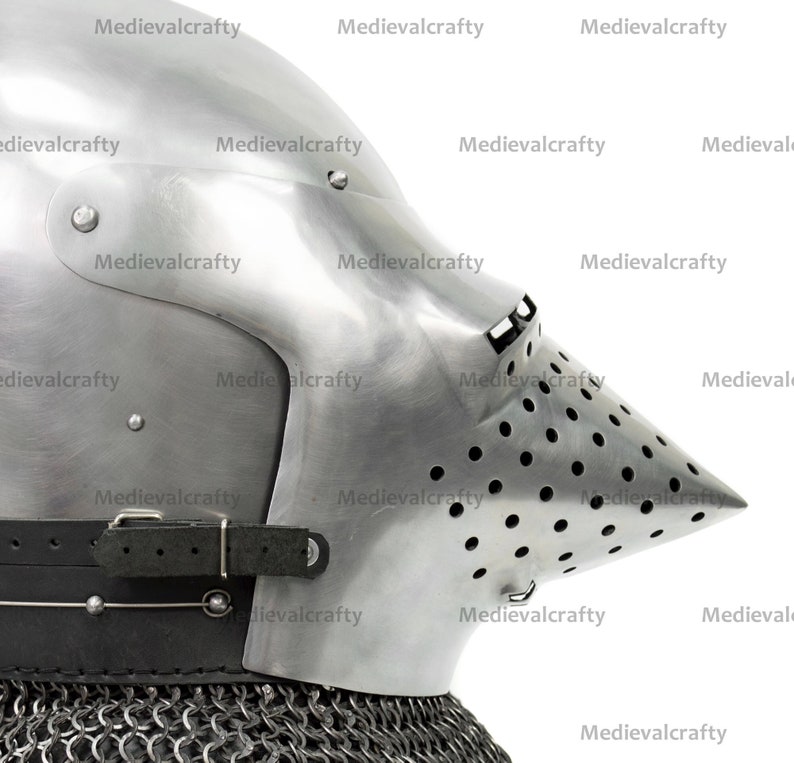 16GA Medieval Bacinet Klappvisor Helmet Medieval Houndskull Bascinet Helmet Medieval Heavy ...