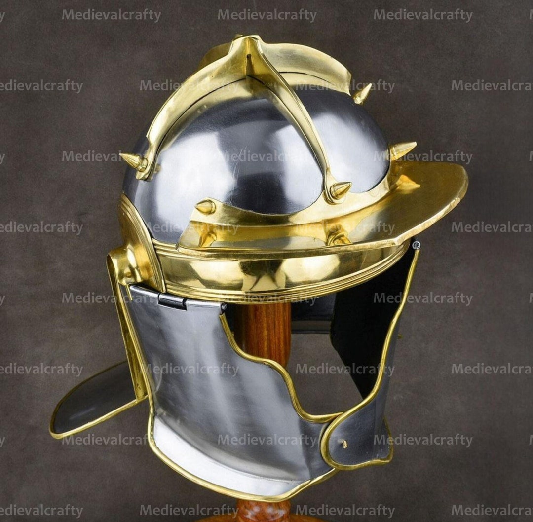 18 Gauge Steel & Brass Medieval Roman Helmet Medieval Roman Centurion ...