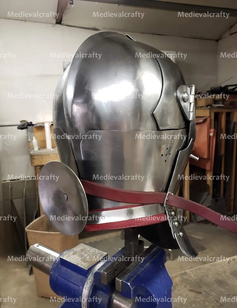 18 Gauge Steel Medieval Armet Helmet Medieval German Sallet Helmet With ...