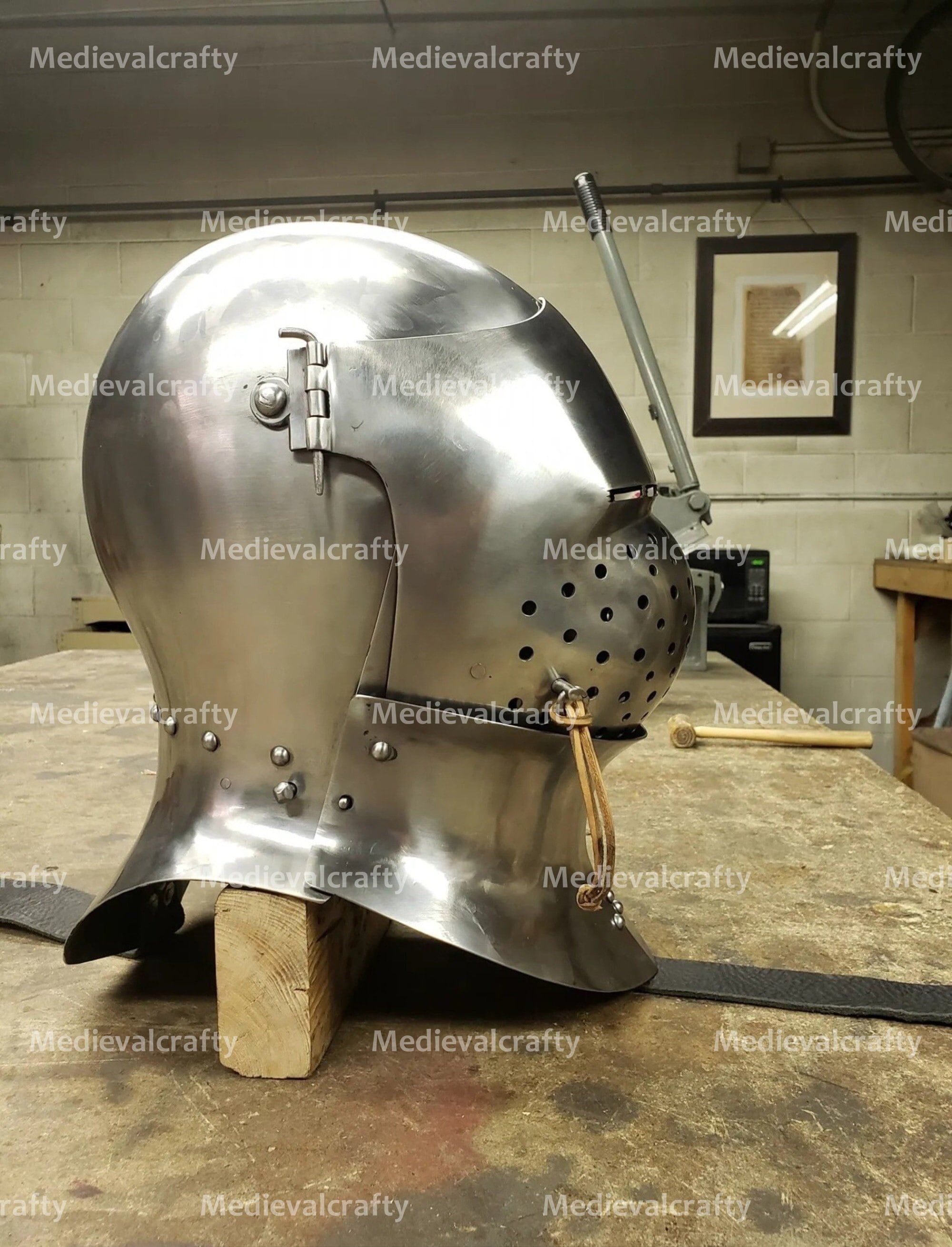 18 Gauge Steel Medieval Great Bacinet Helmet With 3 Visor Medieval Visor Jousting Helmet ...
