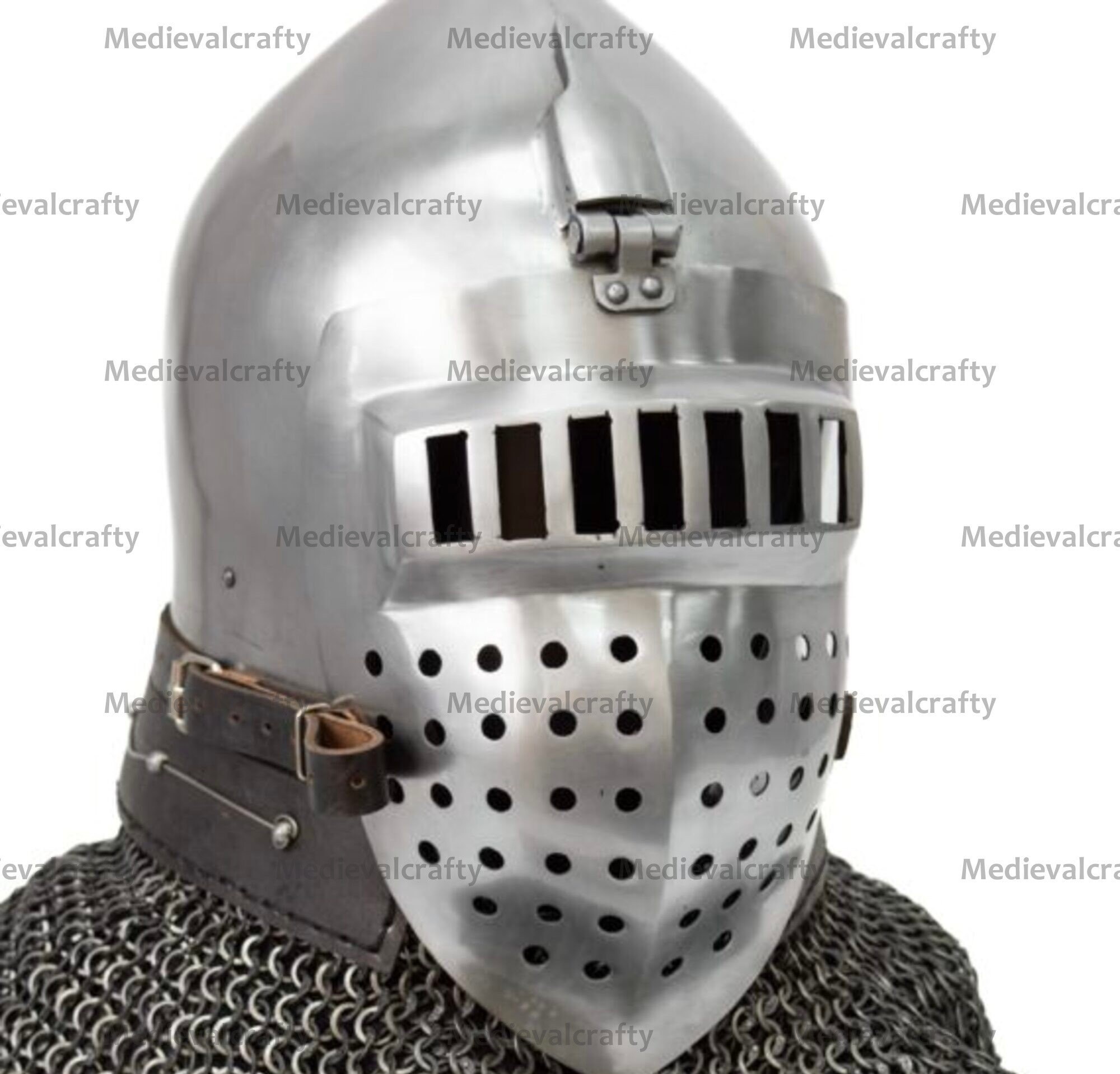 16 Gauge Medieval Bacinet Klappvisor Helmet Medieval Viking - Etsy