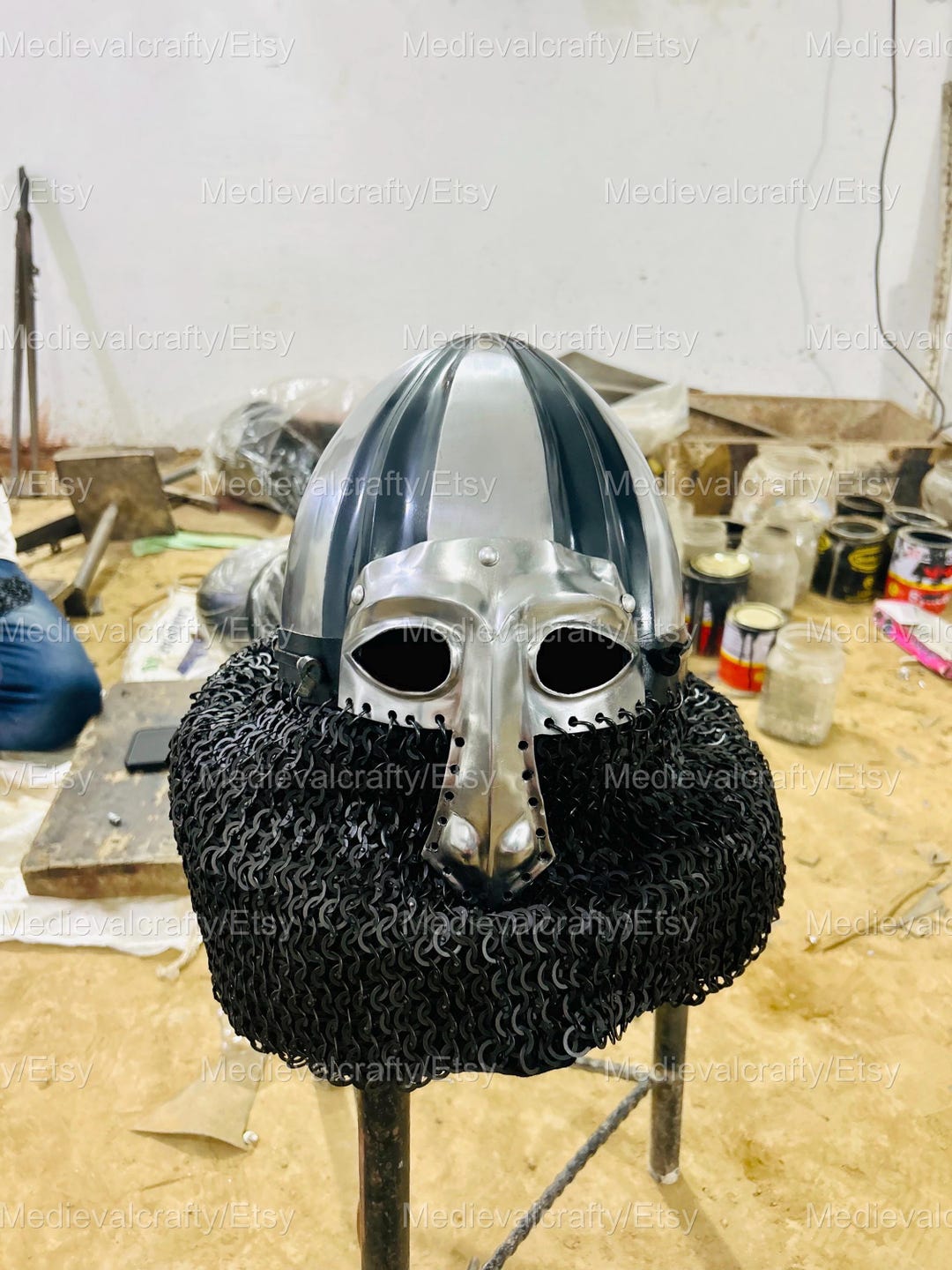 16 Gauge Blackened Nikolskoye Helmet Medieval Knight Nosal Helmet ...