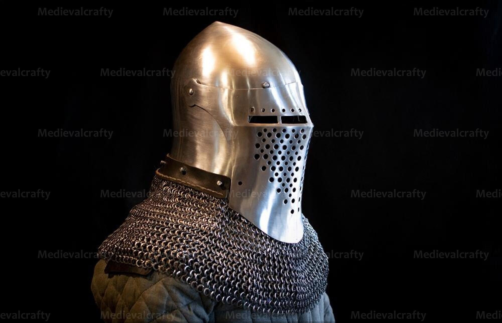 16G Medieval Bascinet Helmet Medieval Griffon Heavy Combat Helmet Medieval Knight Long Face ...