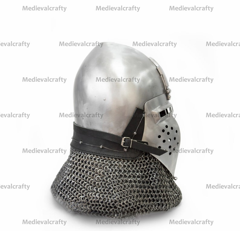 16 Gauge Medieval Bacinet Clap Visor Helmet Medieval Bascinet Visor Armor Helmet ROA Helmet With ...