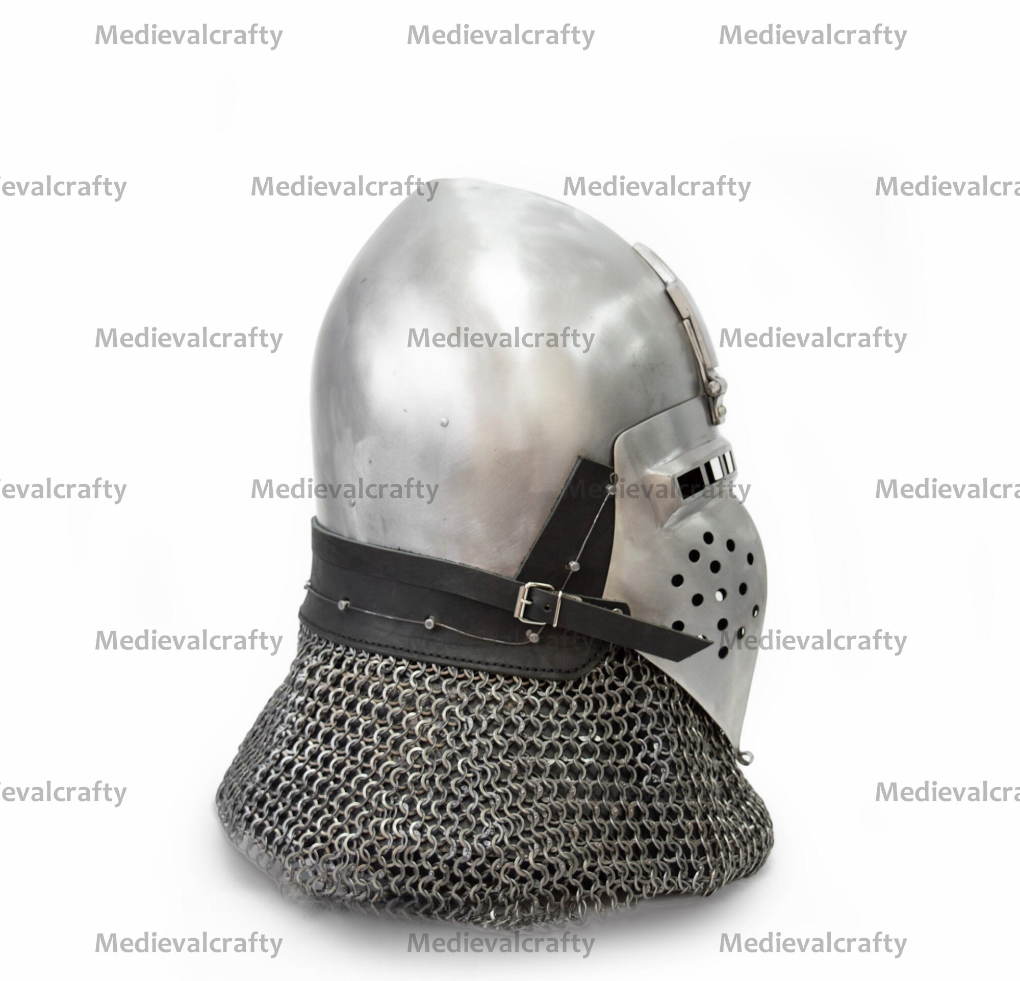 16 Gauge Medieval Bacinet Clap Visor Helmet Medieval Bascinet Visor Armor Helmet ROA Helmet With ...