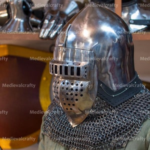 16GA Medieval Bacinet Nuremberg Helmet Medieval Houndskull Bascinet ...