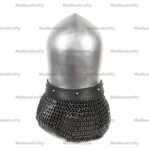 16GA Medieval Bacinet Visor Helmet Medieval Extreme Combat Helmet Medieval Jousting Helmet With ...