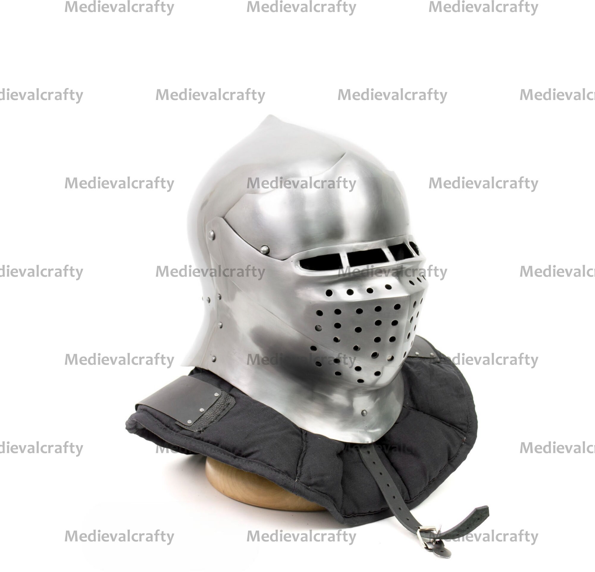 16 Gauge Medieval Functional Battle Combat Helmet Medieval Nurnberg Helmet Medieval Bacinet ...