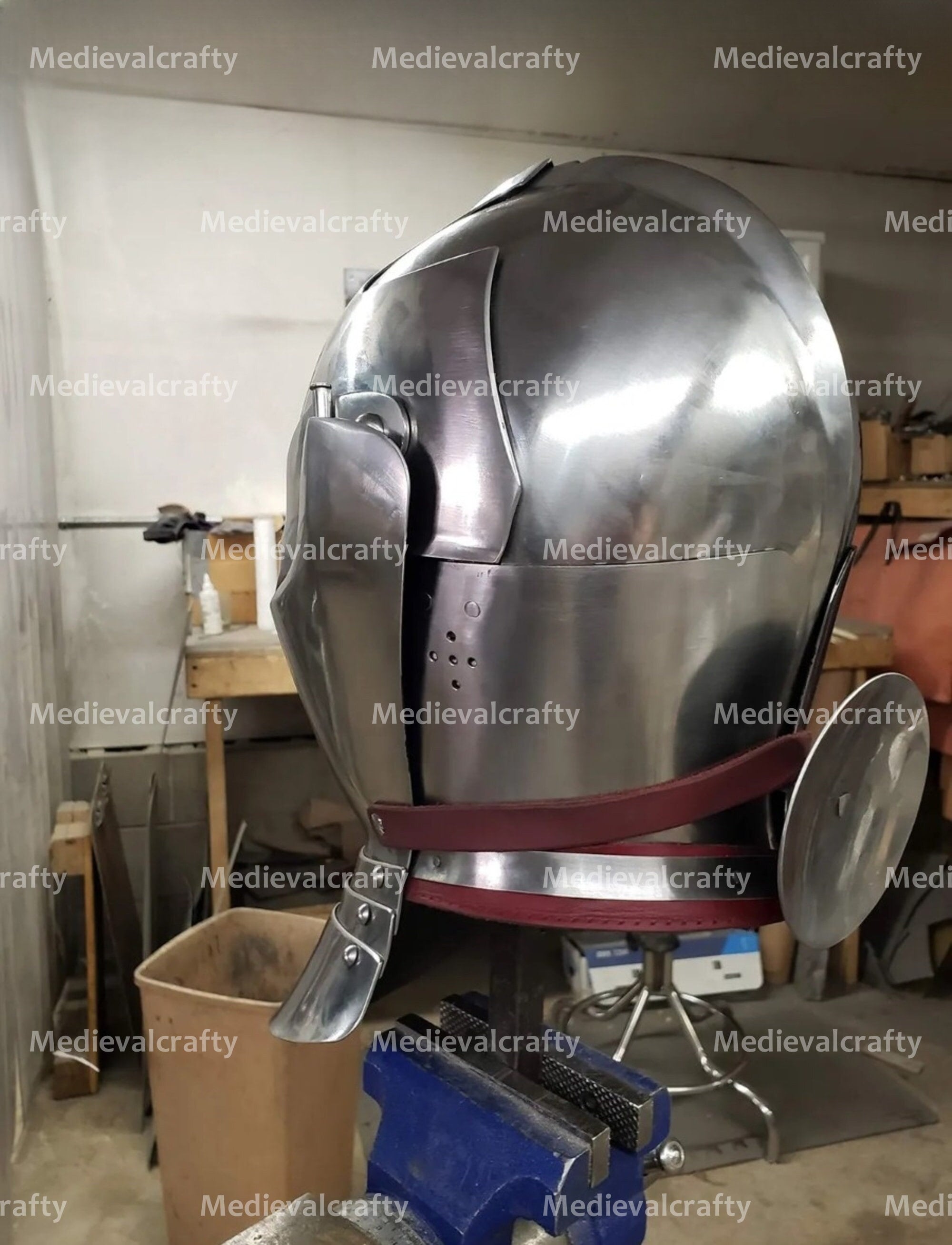 18 Gauge Steel Medieval Armet Helmet Medieval German Sallet Helmet With ...