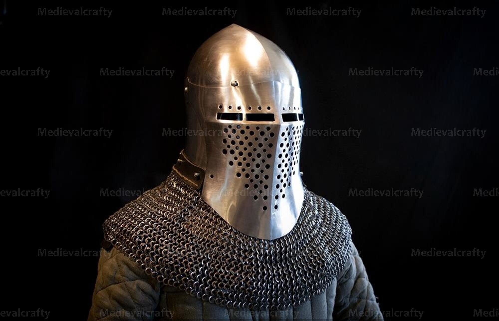16G Medieval Bascinet Helmet Medieval Griffon Heavy Combat Helmet ...