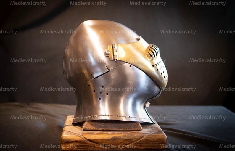 16GA Medieval Armet Closed Helmet With Golden Visor Medieval Viking ...