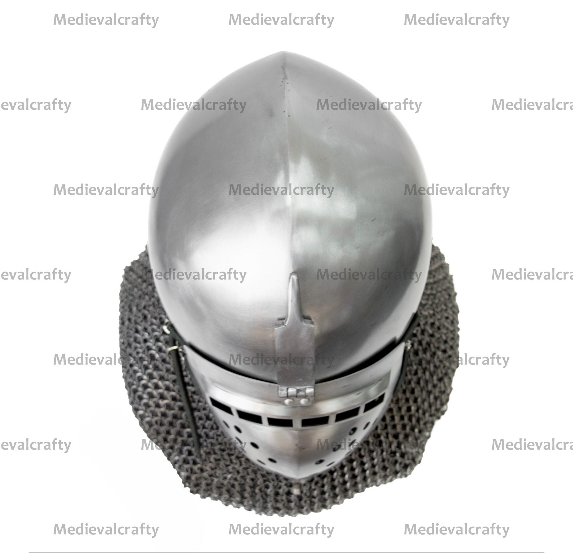 16 Gauge Medieval Bacinet Clap Visor Helmet Medieval Bascinet Visor Armor Helmet ROA Helmet With ...