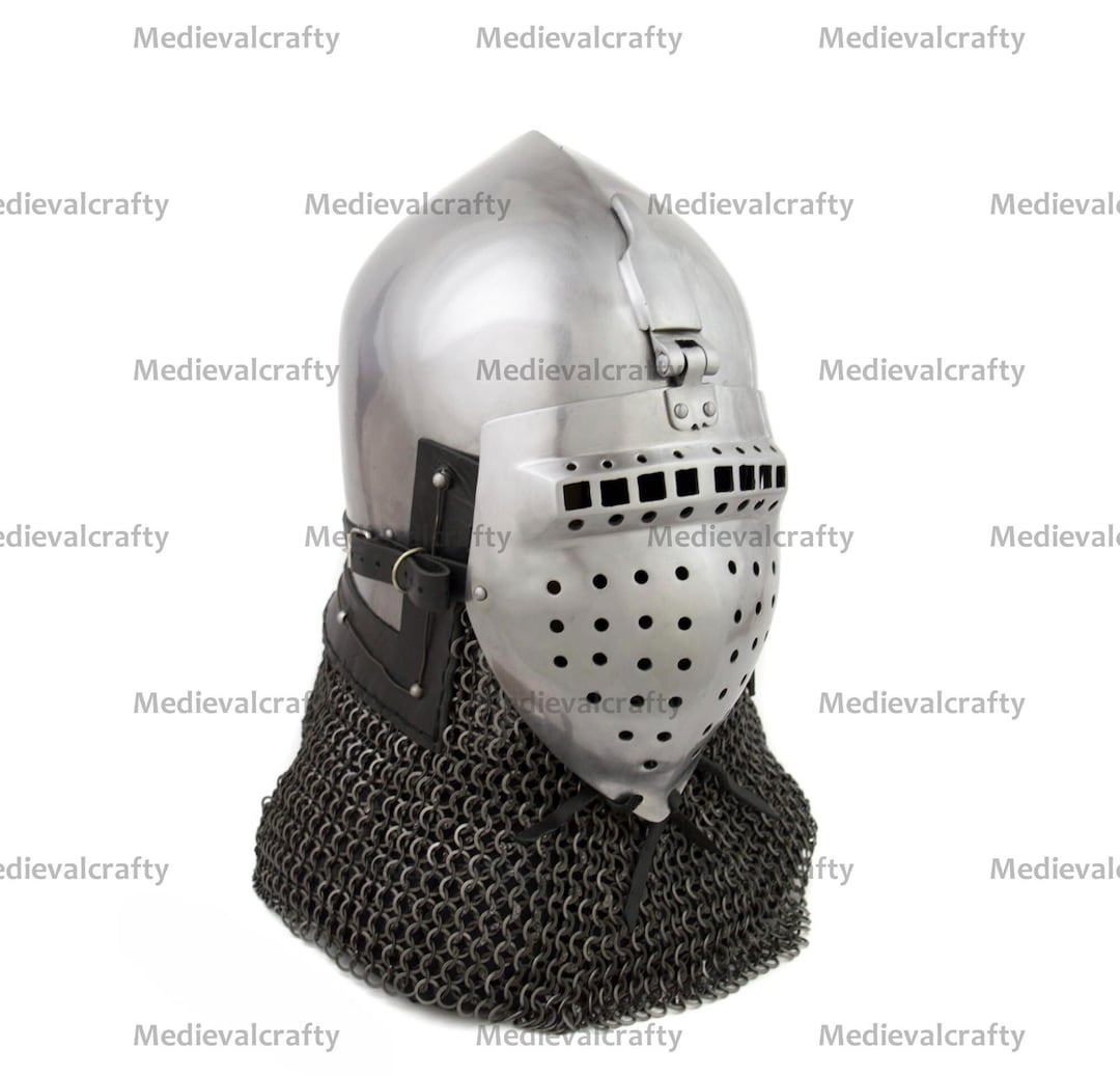 16 Gauge Medieval Bascinet Helmet Medieval Bacinet ROA Visor Helmet Medieval Nurnberg Helmet ...