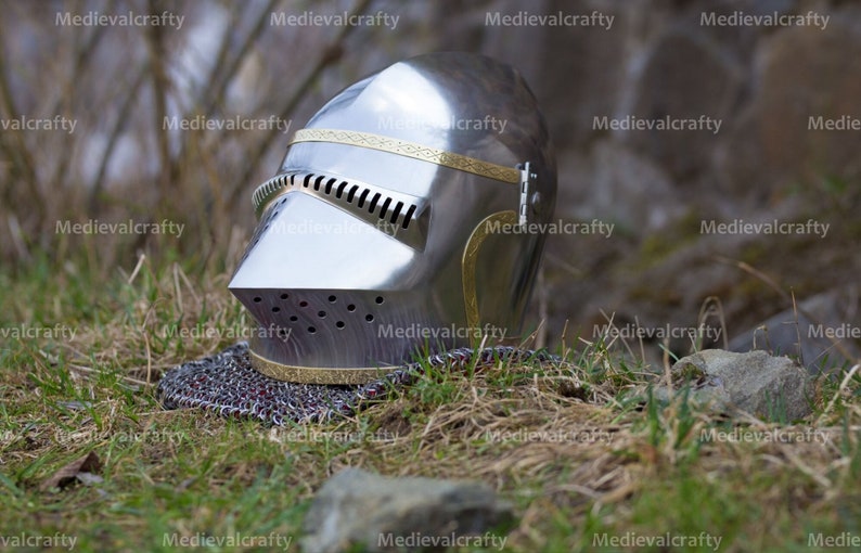 14 Gauge Medieval Klappvisor Helmet Medieval Houndskull Bascinet Helmet Medieval Face Visor ...