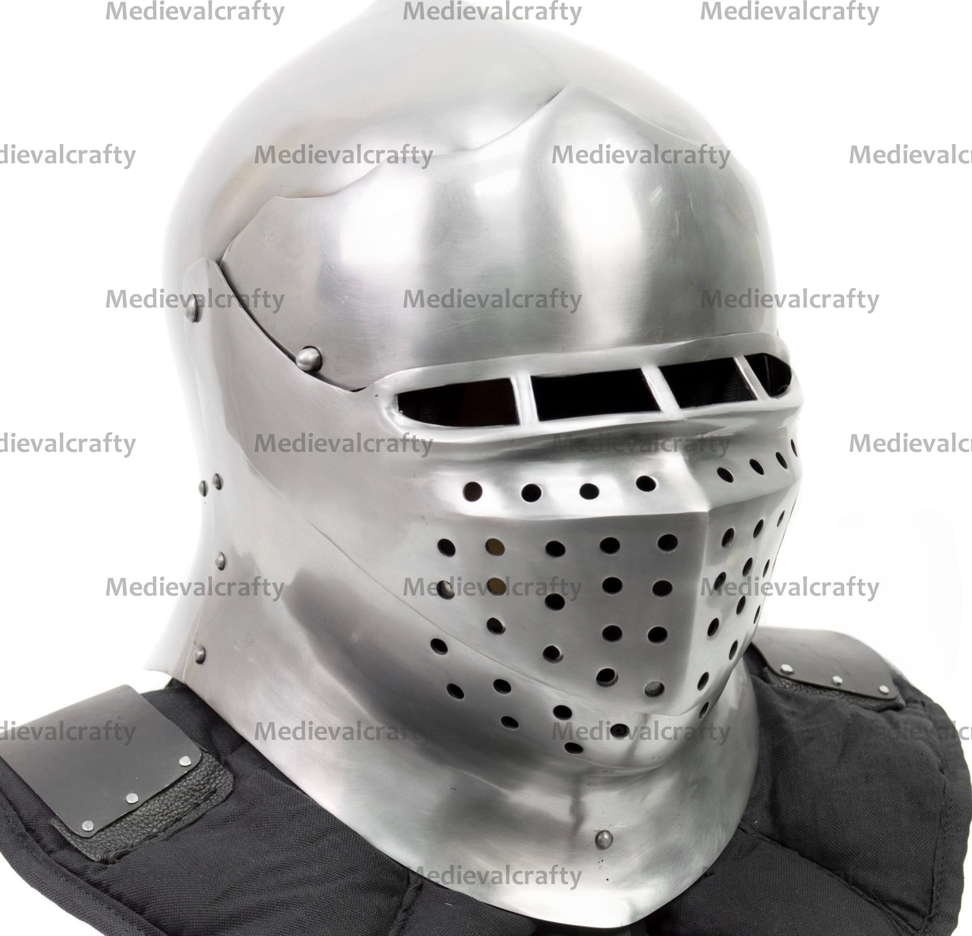 16 Gauge Medieval Functional Battle Combat Helmet Medieval Nurnberg Helmet Medieval Bacinet ...