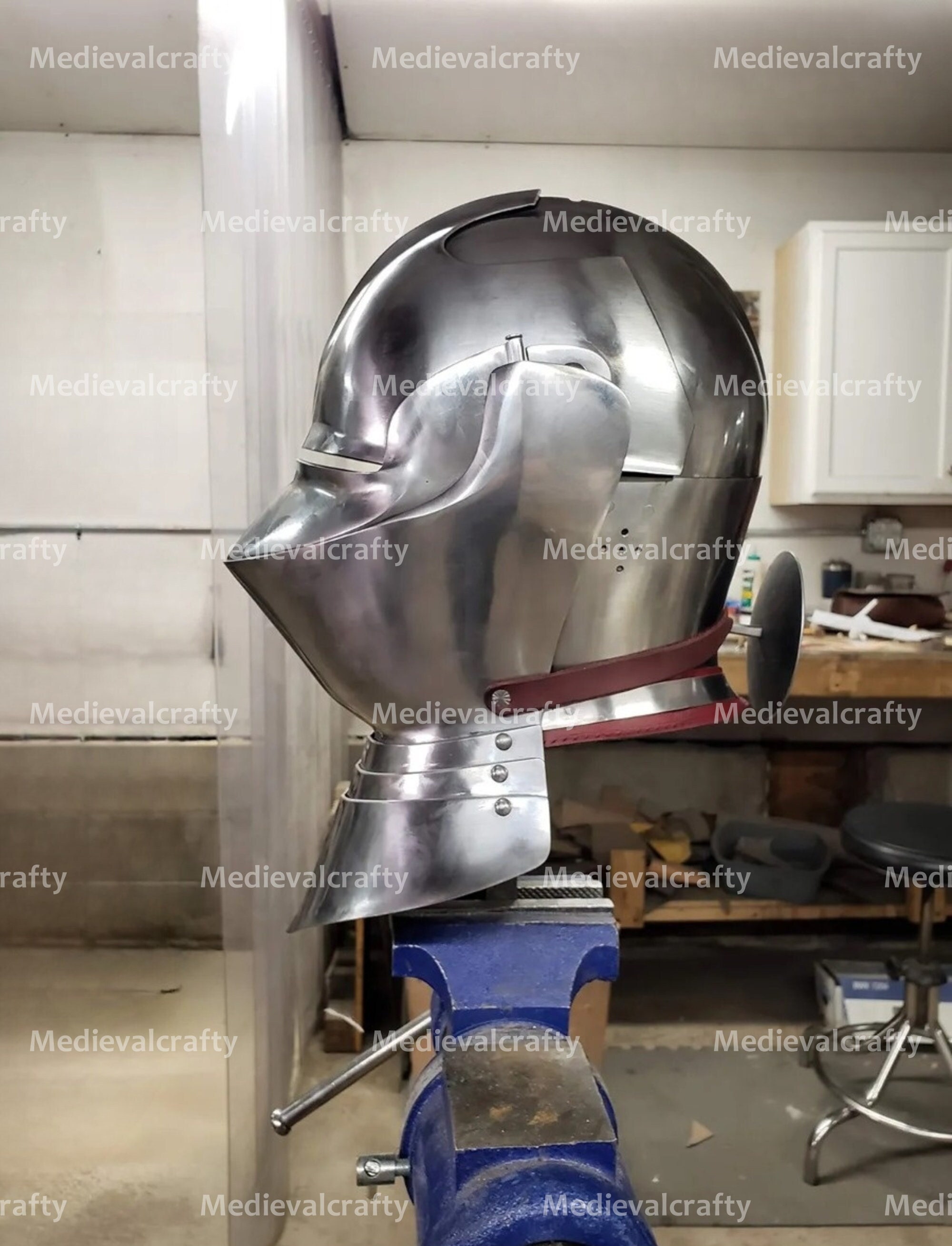 18 Gauge Steel Medieval Armet Helmet Medieval German Sallet Helmet With ...