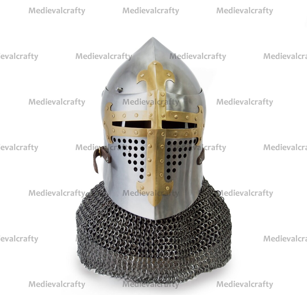 16 Gauge Medieval ROA Helmet Legacy Medieval Viking Helmet Medieval Bacinet Visor Helmet With ...