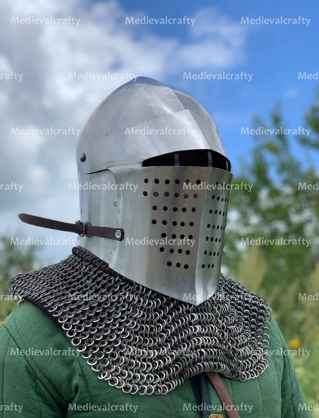 14 Gauge Medieval Crusader Bacinet Roa Helmet Medieval Heavy - Etsy