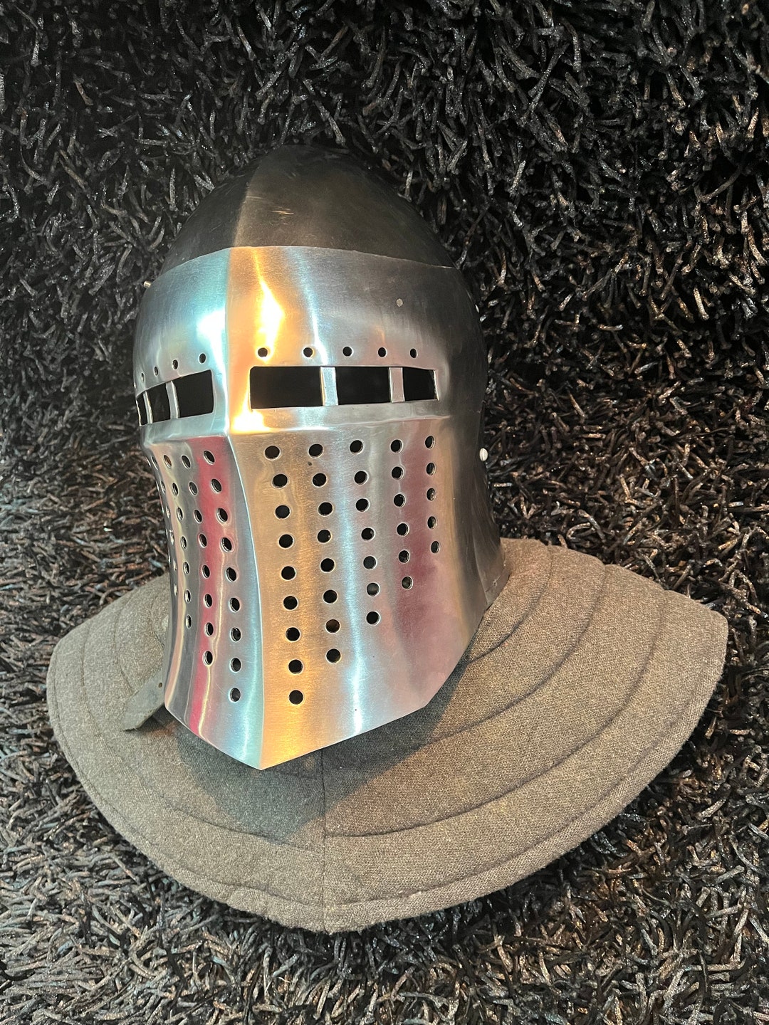 Medieval 16 Gauge Steel Polished Bascinet Visor Helmet Medieval Griffon ...