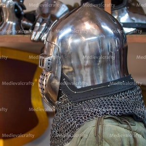 16GA Medieval Bacinet Nuremberg Helmet Medieval Houndskull Bascinet ...