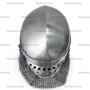 16 Gauge Medieval Grande Bascinet Helmet Medieval Bacinet Triumph Helmet With Riveted Chainmail ...