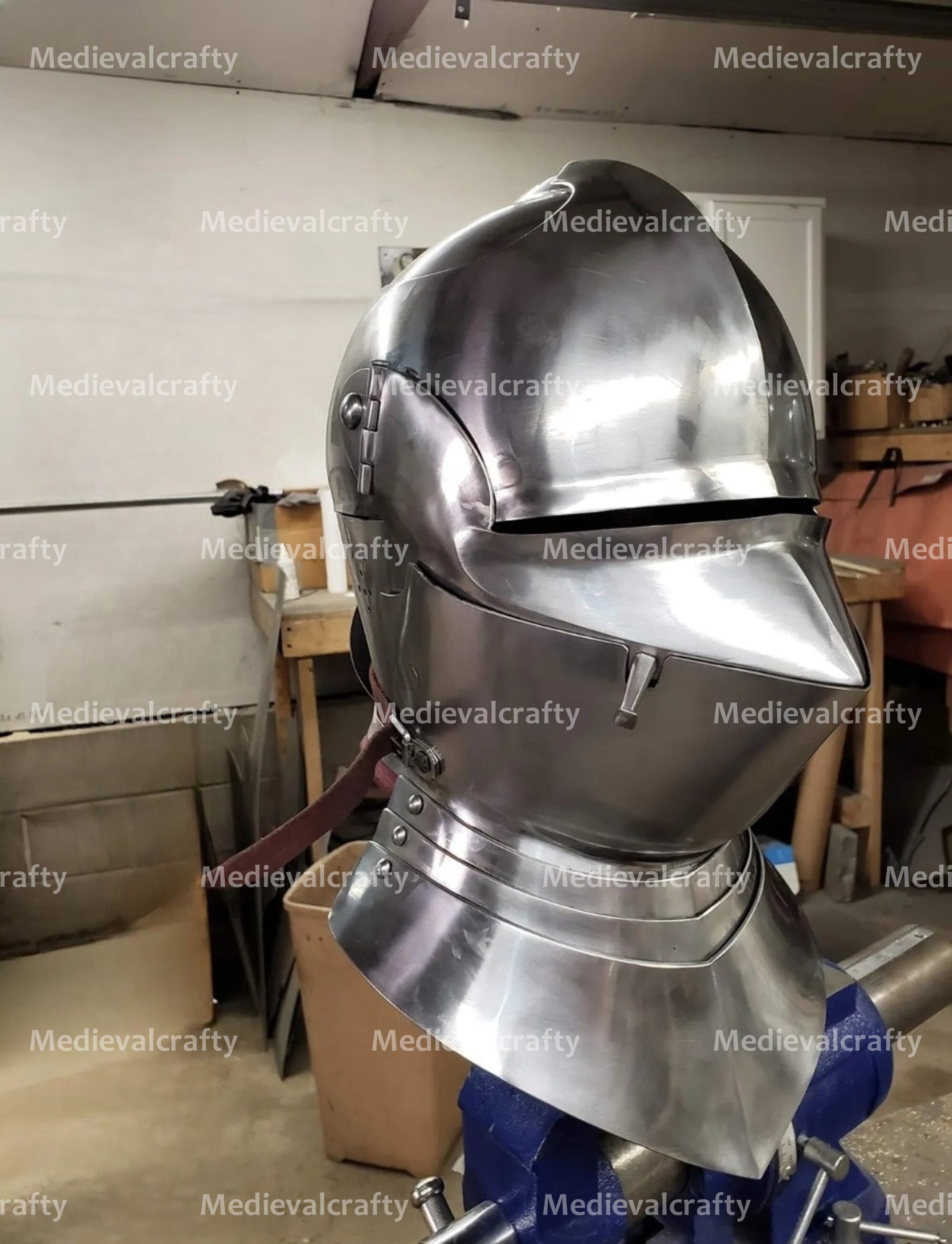 18 Gauge Steel Medieval Armet Helmet Medieval German Sallet Helmet With ...