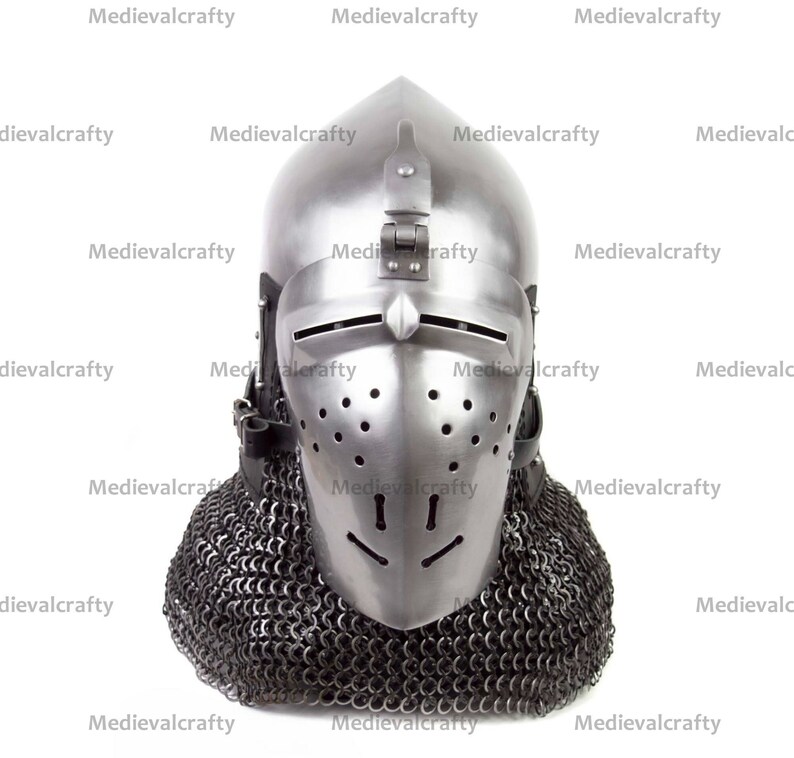 16GA Medieval Italian Bacinet Klappvisor Helmet Medieval Heavy ...