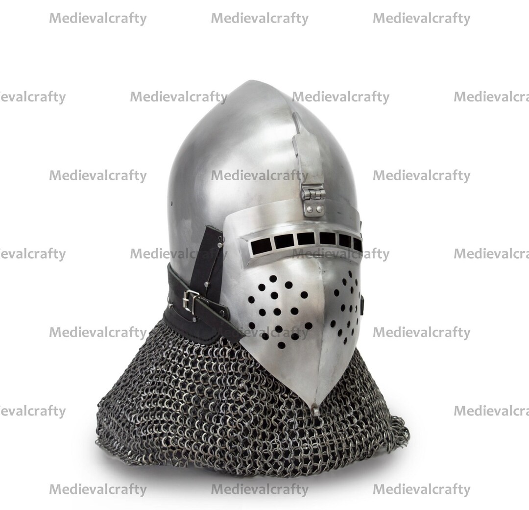 16 Gauge Medieval Bacinet Clap Visor Helmet Medieval Bascinet Visor Armor Helmet ROA Helmet With ...