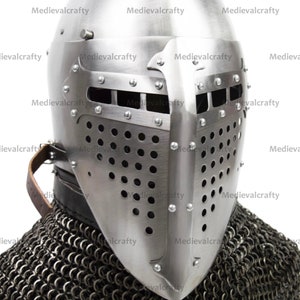 16GA Medieval Bacinet Visor Helmet Medieval Extreme Combat Helmet Medieval Jousting Helmet With ...