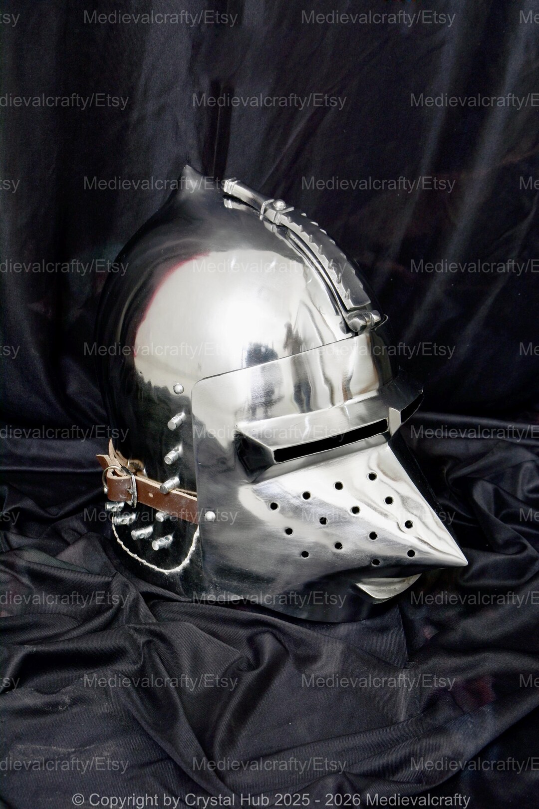18 Gauge Medieval Onion Top Bascinet Helmet Medieval Klappvisor Helmet ...